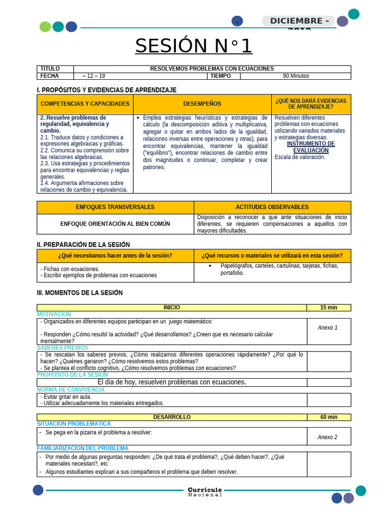 Sesion 1 - M - P13 | PDF | Ecuaciones | Aprendizaje