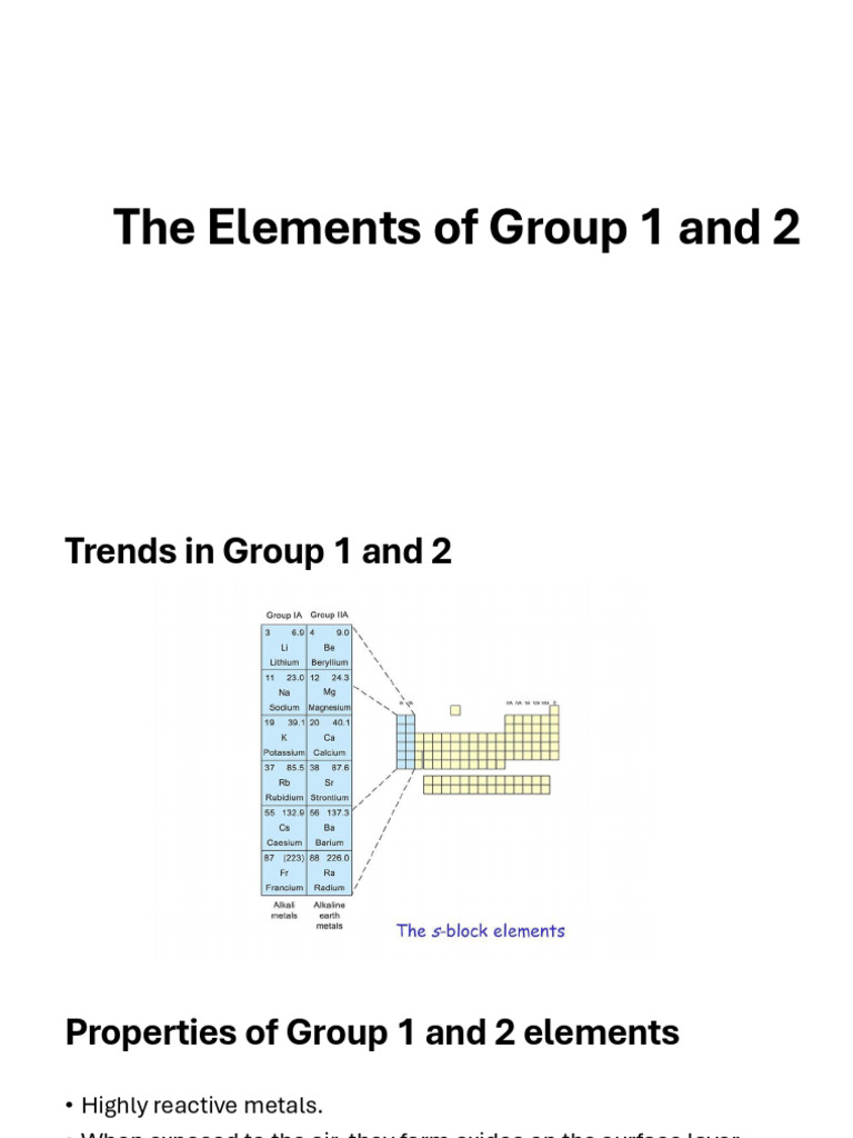 Group 1 and 2 Metals | PDF