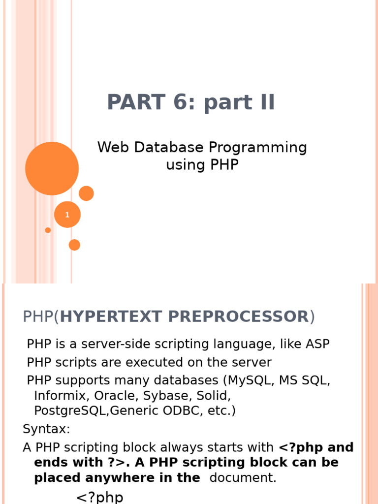 CH6 WEB Lecture2 | PDF | Php | Databases