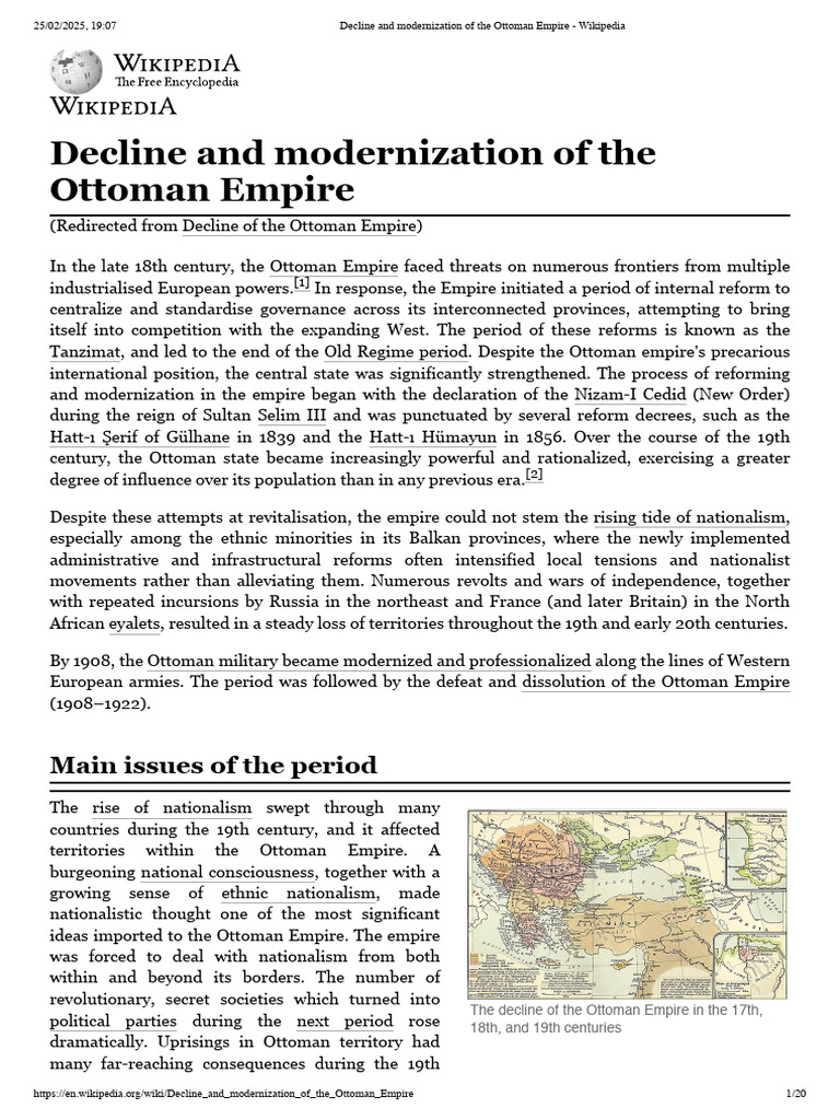 Decline and Modernization of The Ottoman Empire | PDF | Ottoman Empire ...