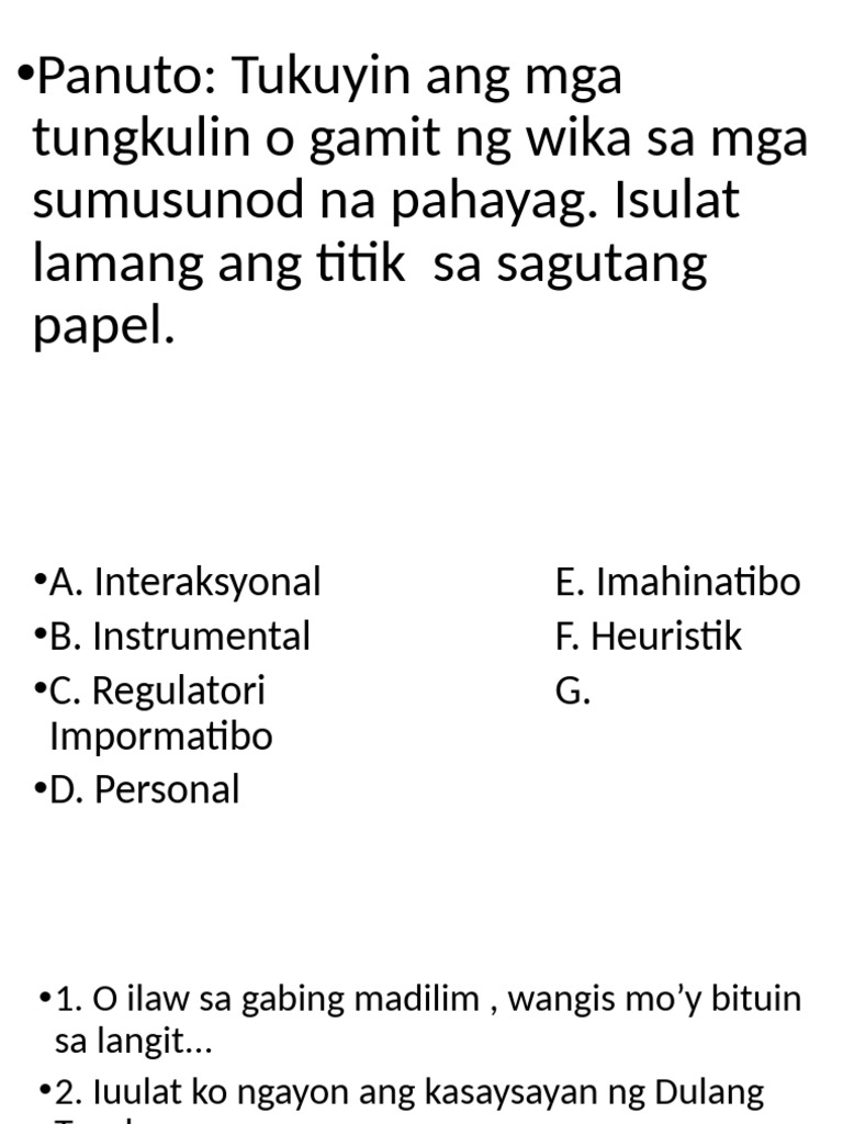 Pagsusulit Gamit NG Wika | PDF
