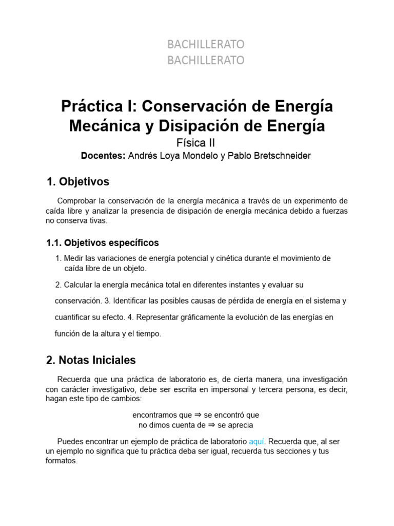 Conservación de Energía en Caída Libre | PDF | Energía cinética | Mecánica