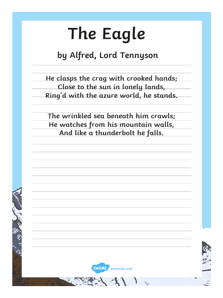 The Eagle Alfred Lord Tennyson Poem Handwriting Practice Twinkl Font | PDF