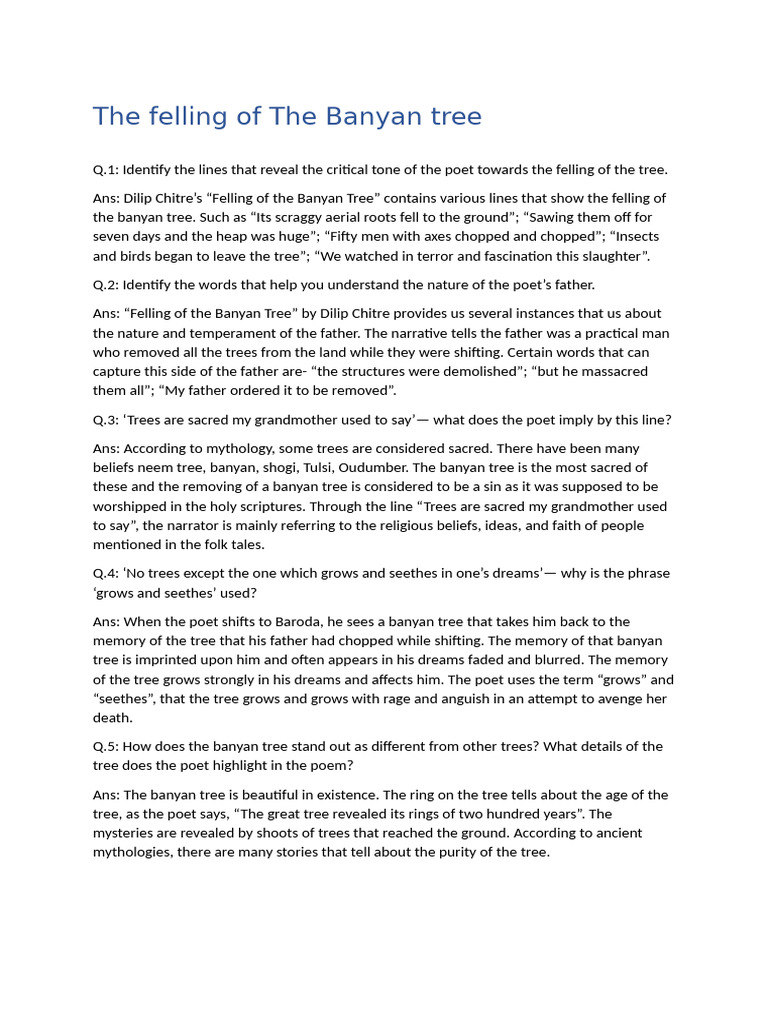 The Felling of The Banyan Tree | PDF | Trees