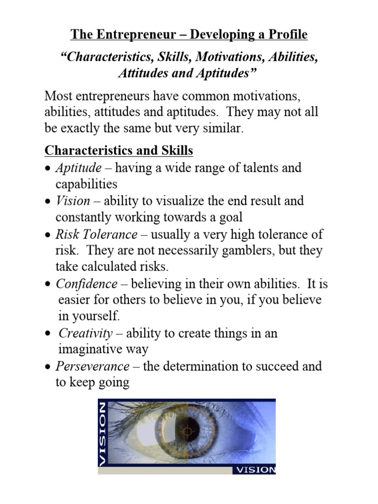 Entrepreneur Profile: Skills & Traits | PDF