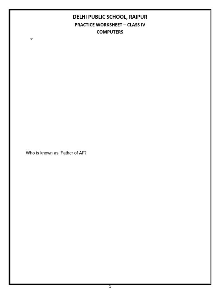 Computer Practice Sheet - CL 4 | PDF | Computing