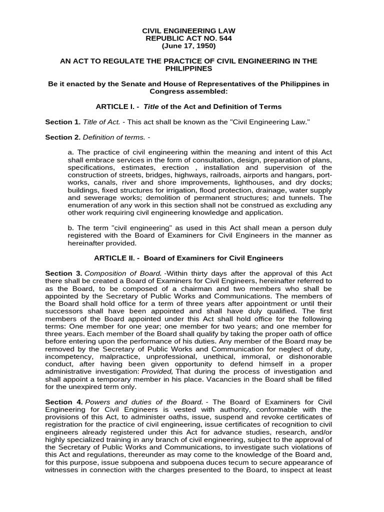 Civil Engineering Law | PDF | Subpoena Duces Tecum | Civil Engineering