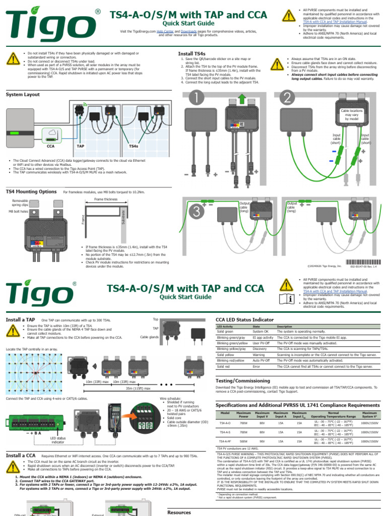 Quick start guide TS4-A CCA TAP 20240626 | PDF | Solar Panel ...