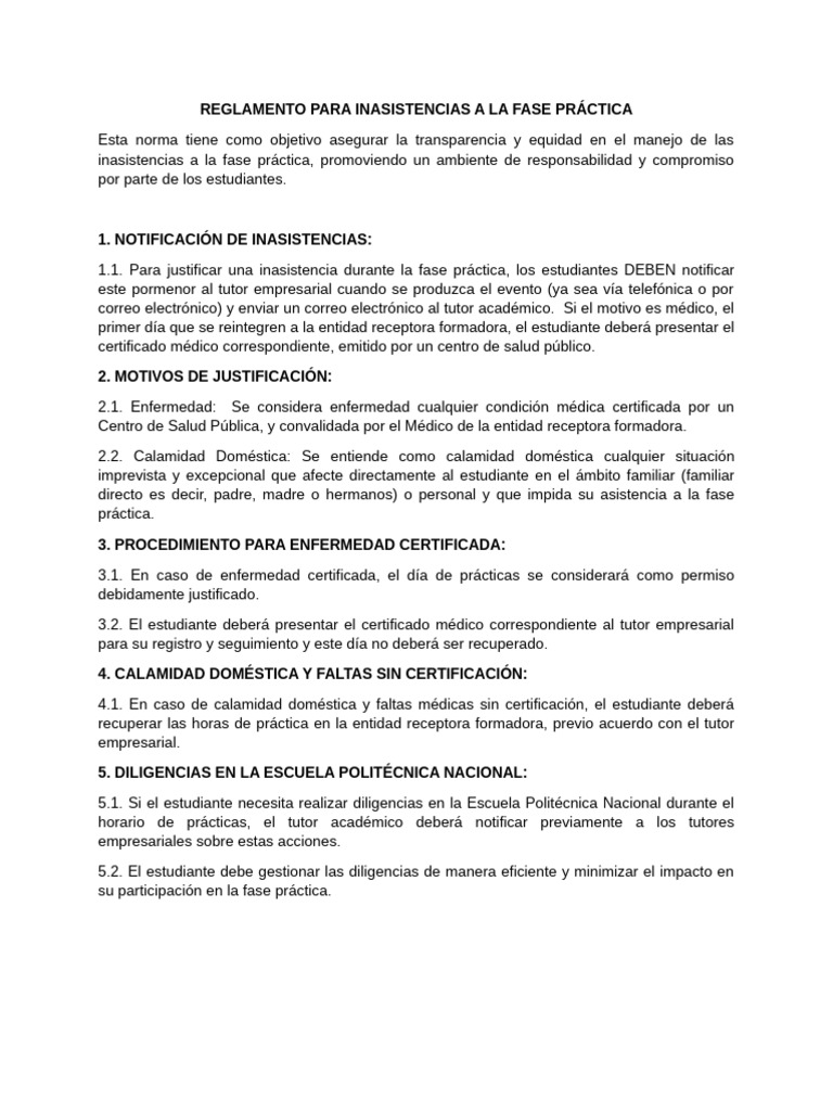 Reglamento de Faltas Fase Práctica | PDF