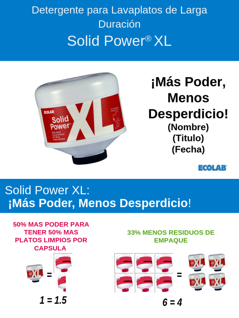 1 Solid Power XL CA Customer Presentation (basic)-Spanish | PDF | Lavavajillas | Materiales