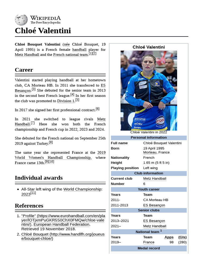 Chloé Valentini: French Handball Star | PDF | Sports