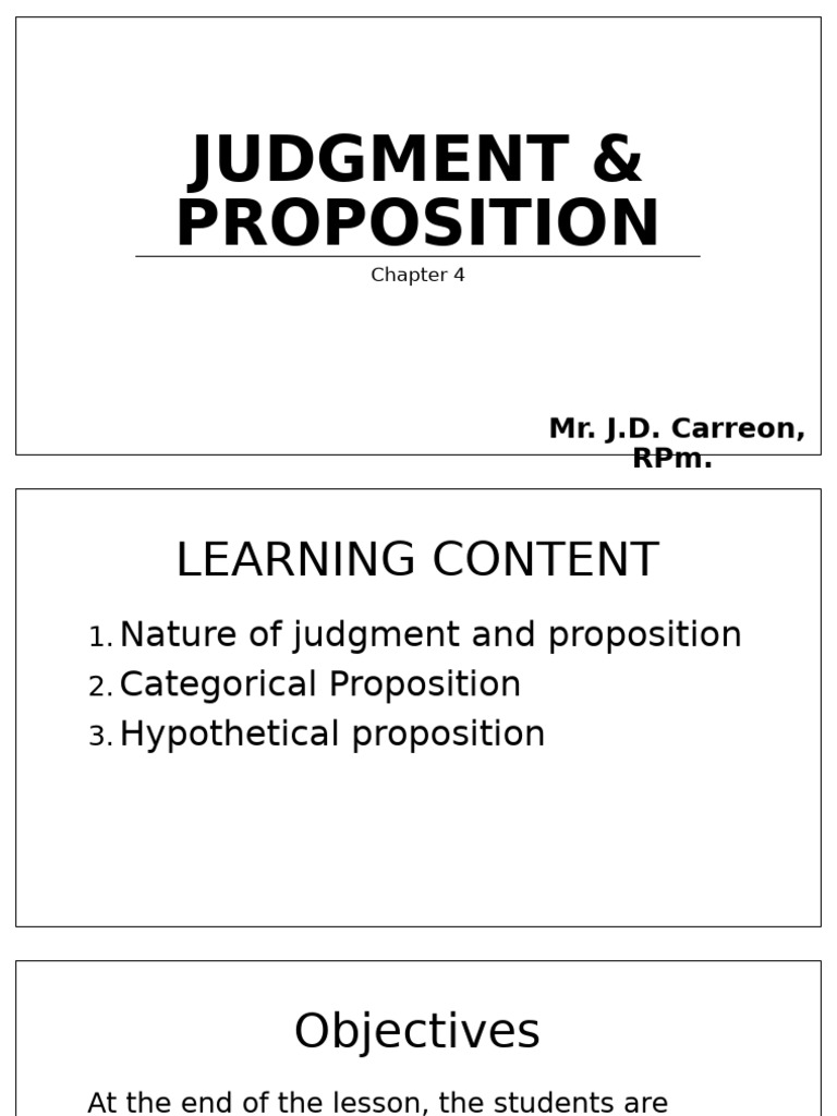 Chapter 4 Judgment Proposition | PDF | Proposition | Syntax