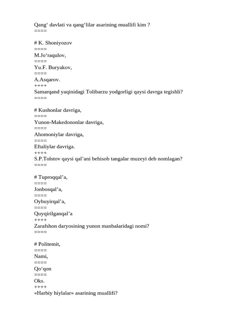+o'zbekistonning Tarixi Uzb | PDF