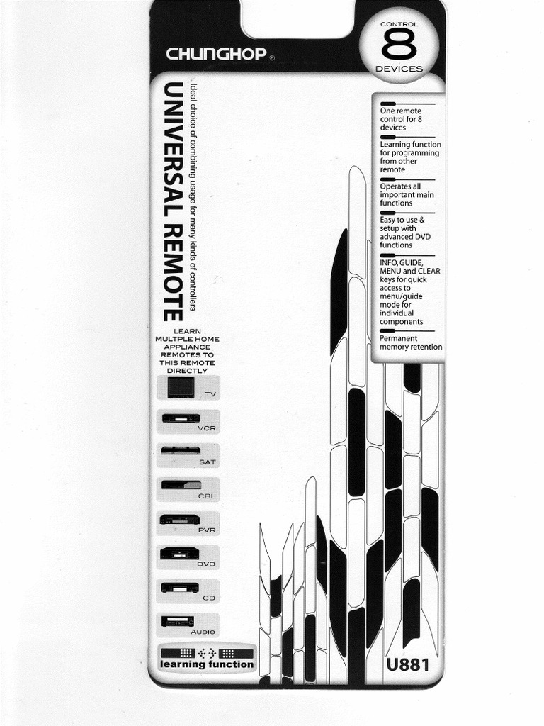 CHUNGHOP U881 8in1 Universal Remote Controller | PDF