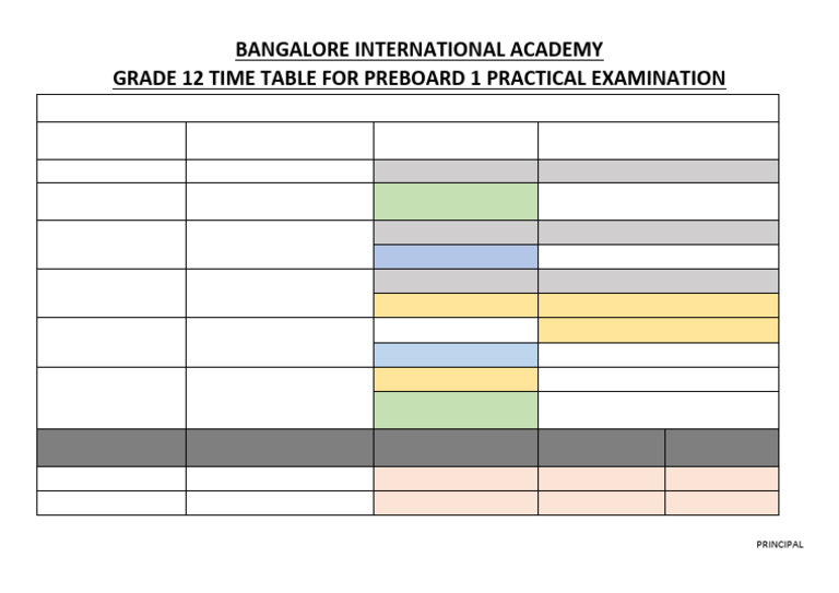 Grade 12 Preboard Practical Schedule | PDF