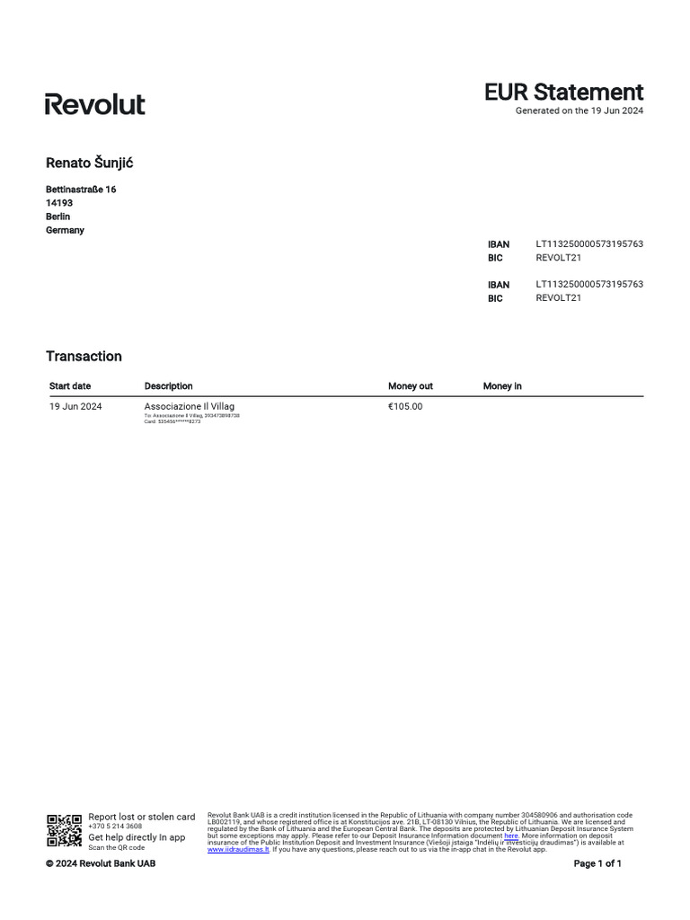 Revolut EUR Statement Summary | PDF | Service Industries | Money
