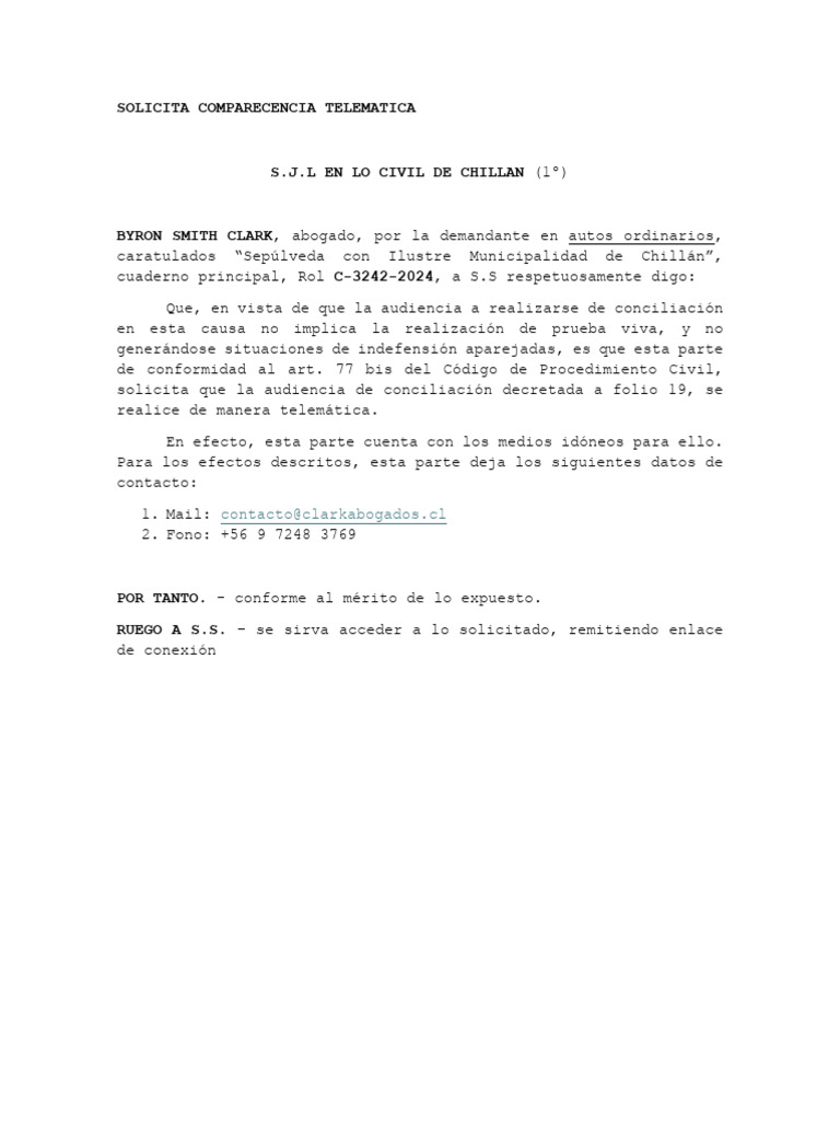 Solicita Comparecencia Telematica | PDF