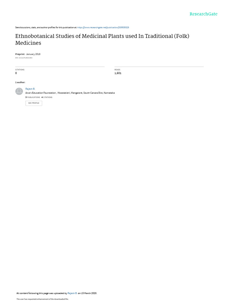 ethnobotanical-paper-ijsr-published-march2019-print | PDF | Traditional ...