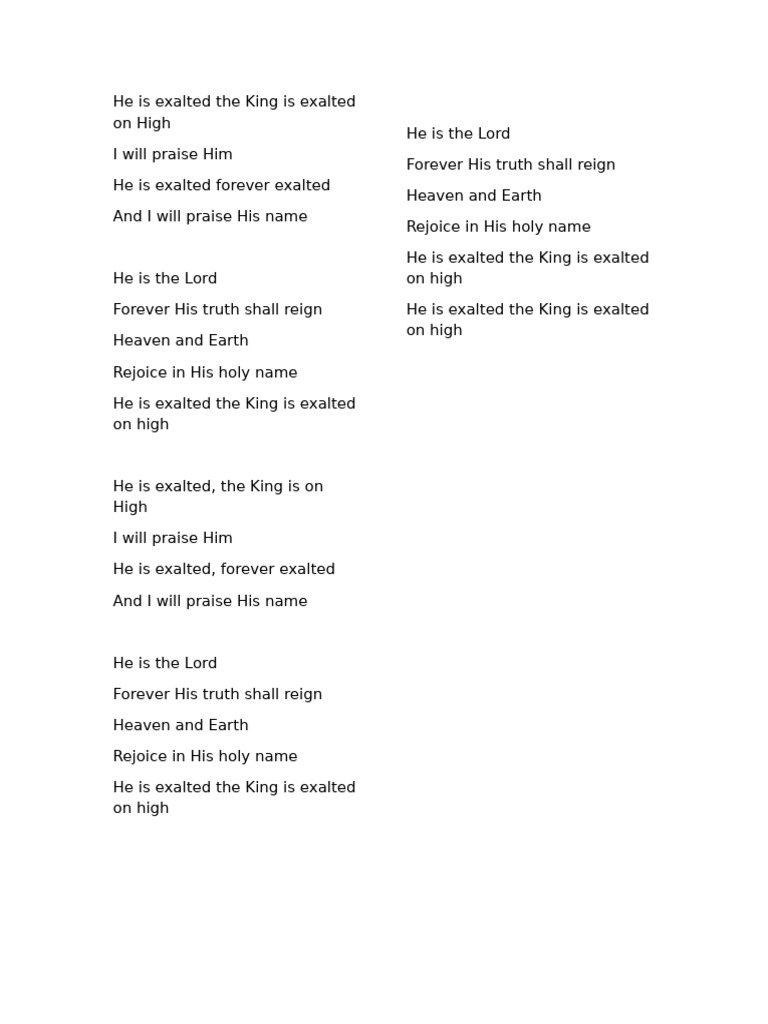 The King Is Exalted | PDF