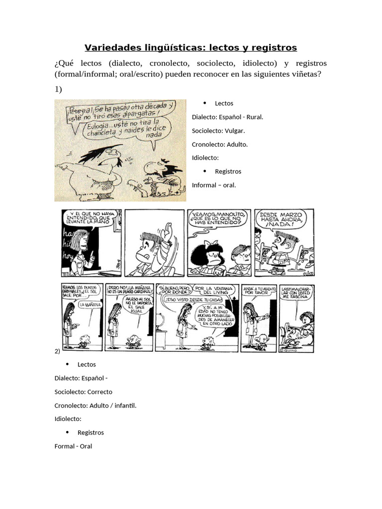 Variedades lingüísticas: lectos y registros | PDF
