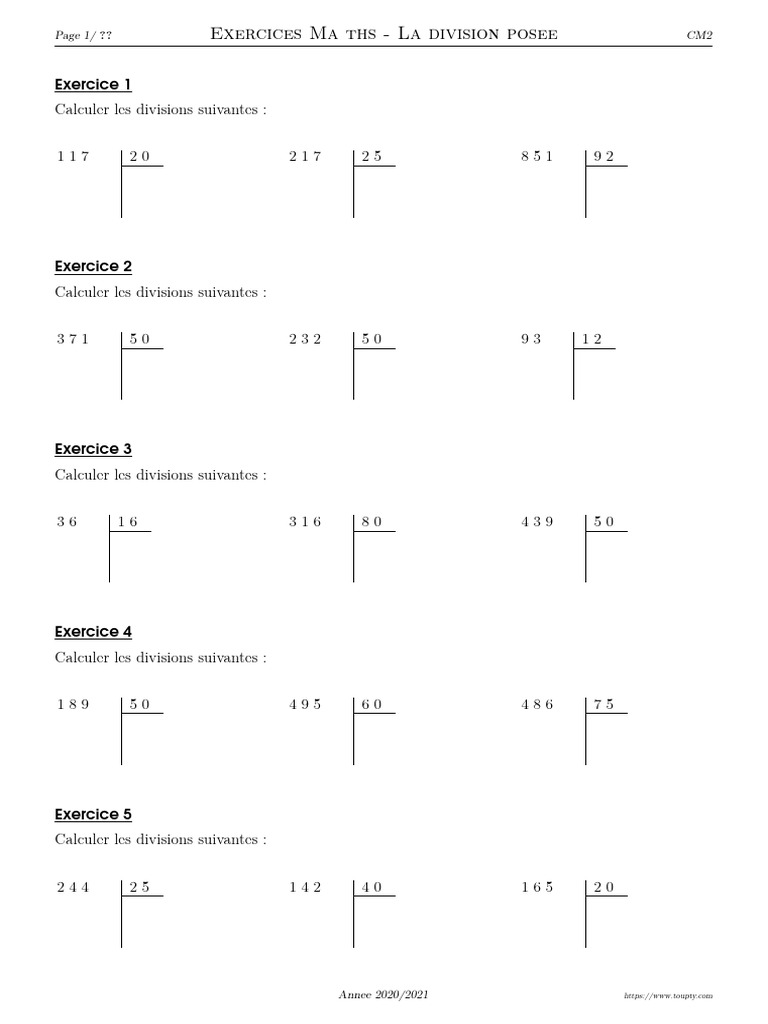 Exercices de division CM2 corrigés | PDF