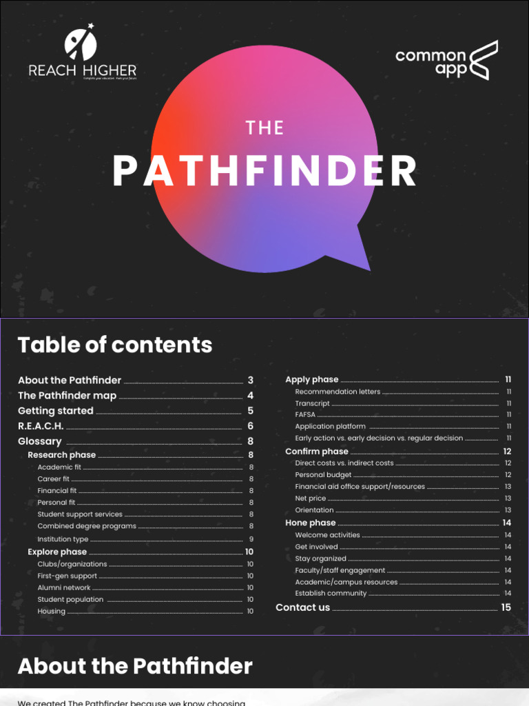College Fit Guide: The Pathfinder | PDF | Student Financial Aid In The ...