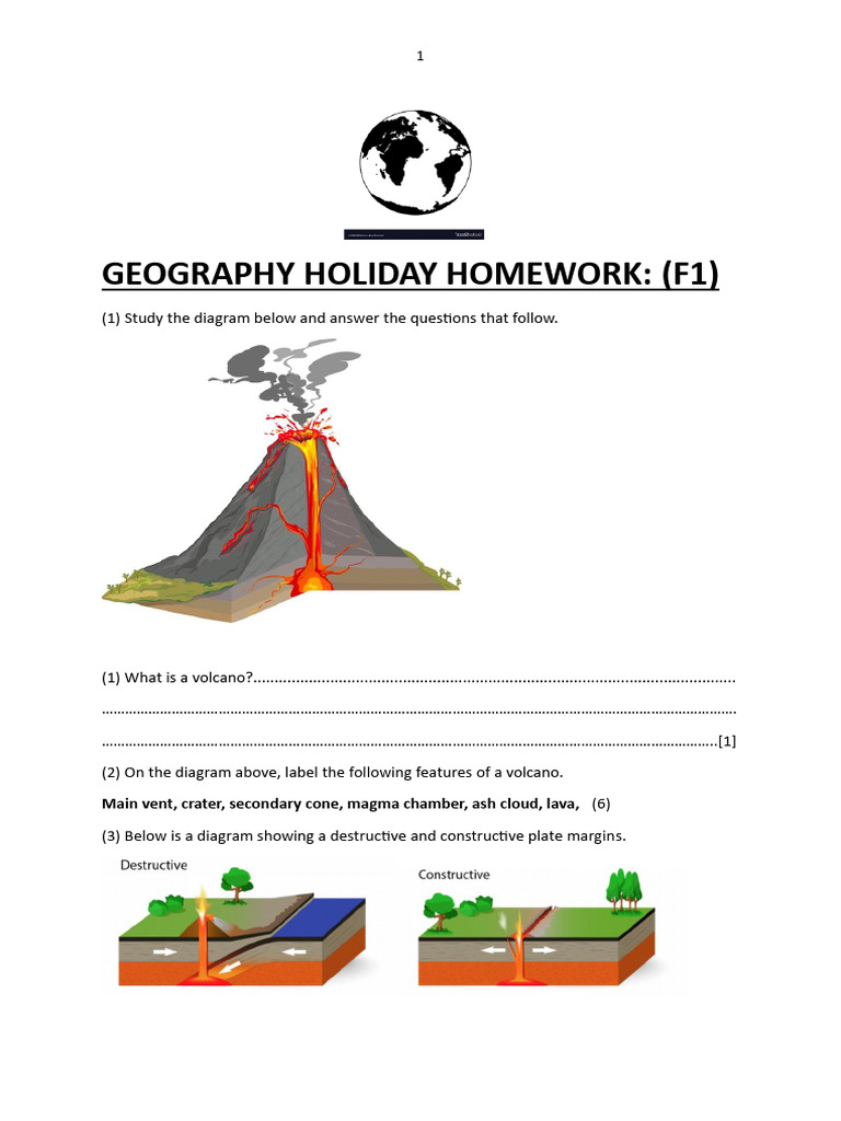 Geography Holiday Homework f1 2024 April | PDF | Geological Hazards ...