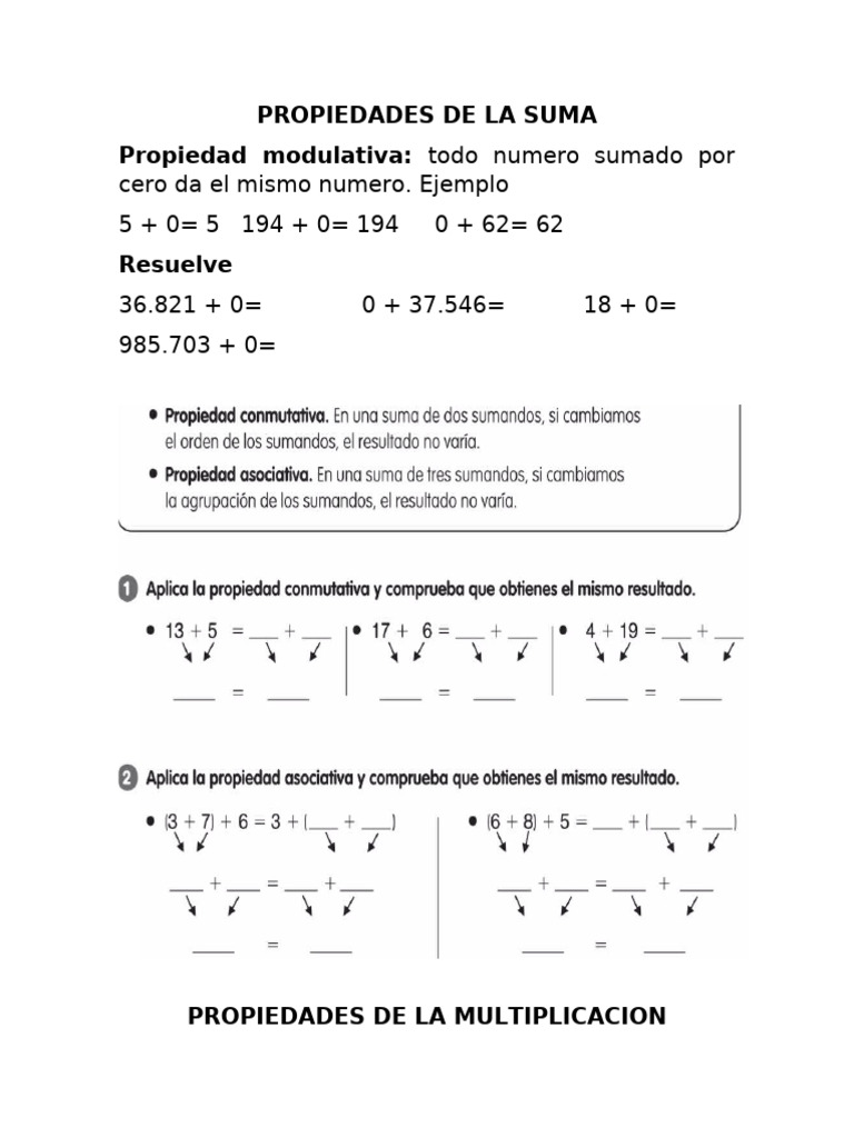 Propiedades de Suma y Multiplicación | PDF