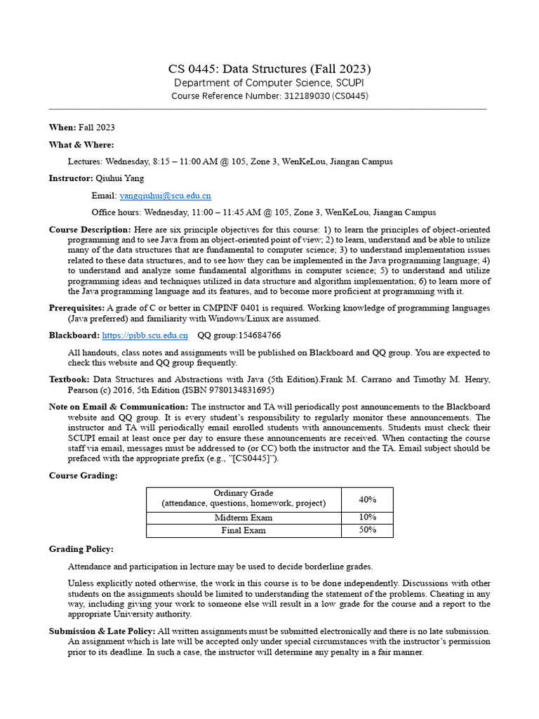 CS0445 Data-Structure Qiuhui-Yang | PDF | Computer Programming | Data
