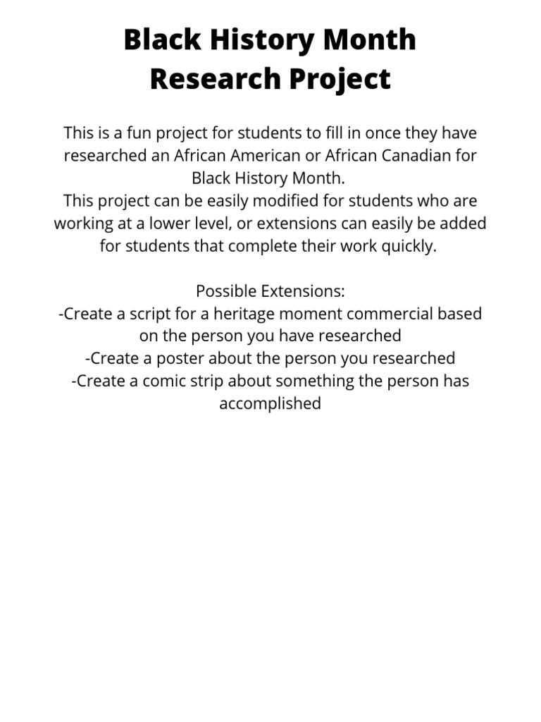 Black History Month Research Project | PDF