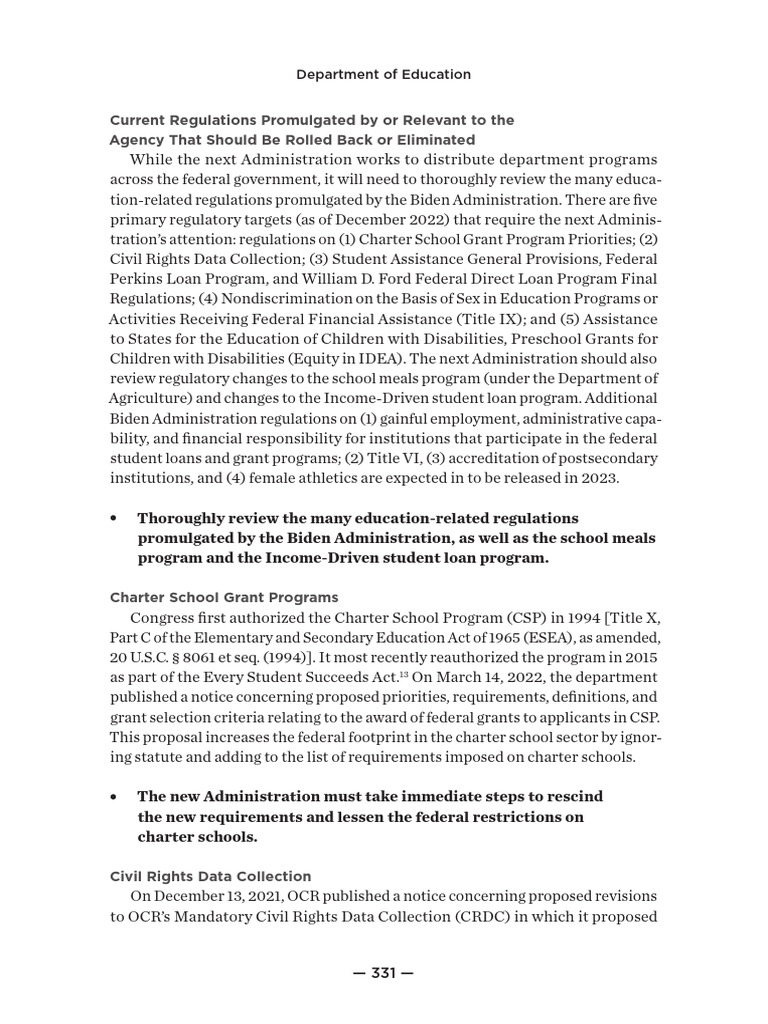 Education Regulation Rollback Plan | PDF | Elementary And Secondary ...