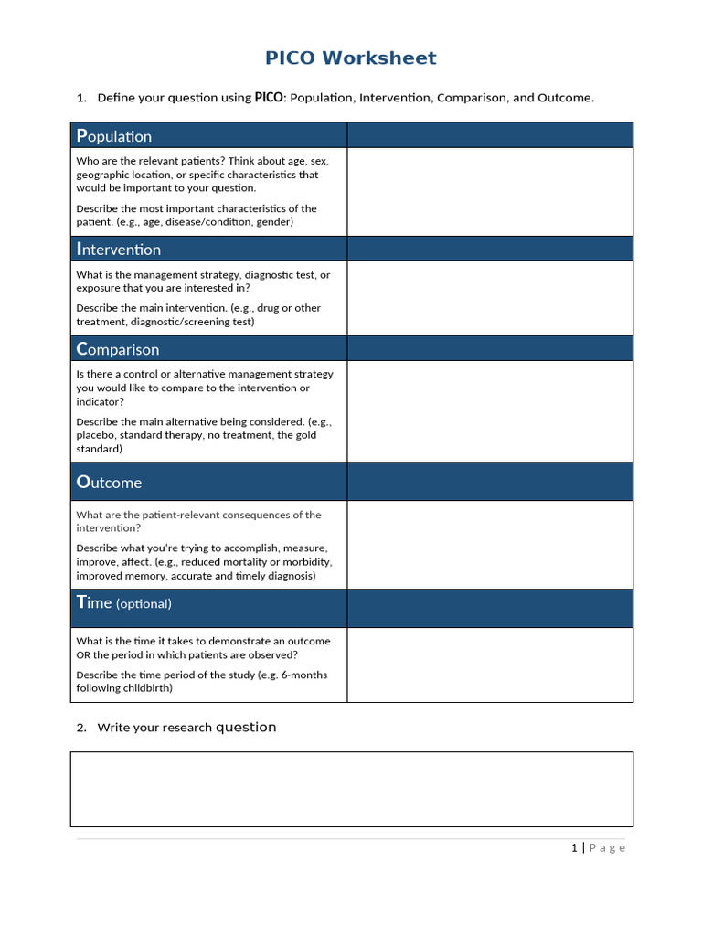 Pico Template Final | PDF | Medical Diagnosis | Therapy