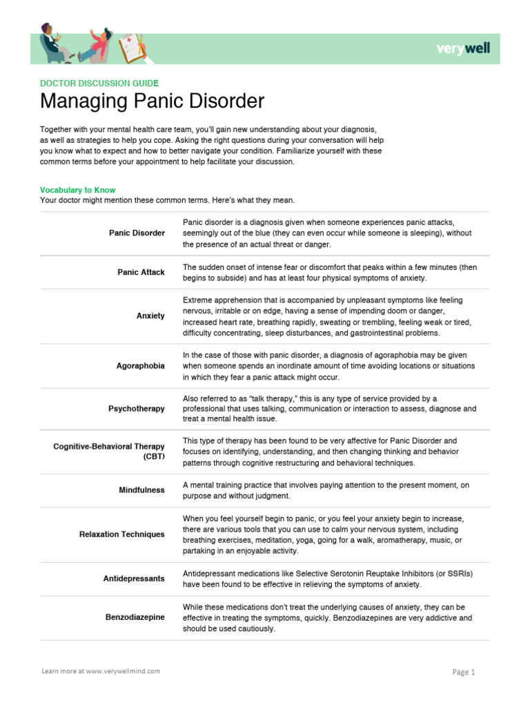 Panic Disorder Doctor Discussion Guide | PDF | Panic Attack | Panic Disorder