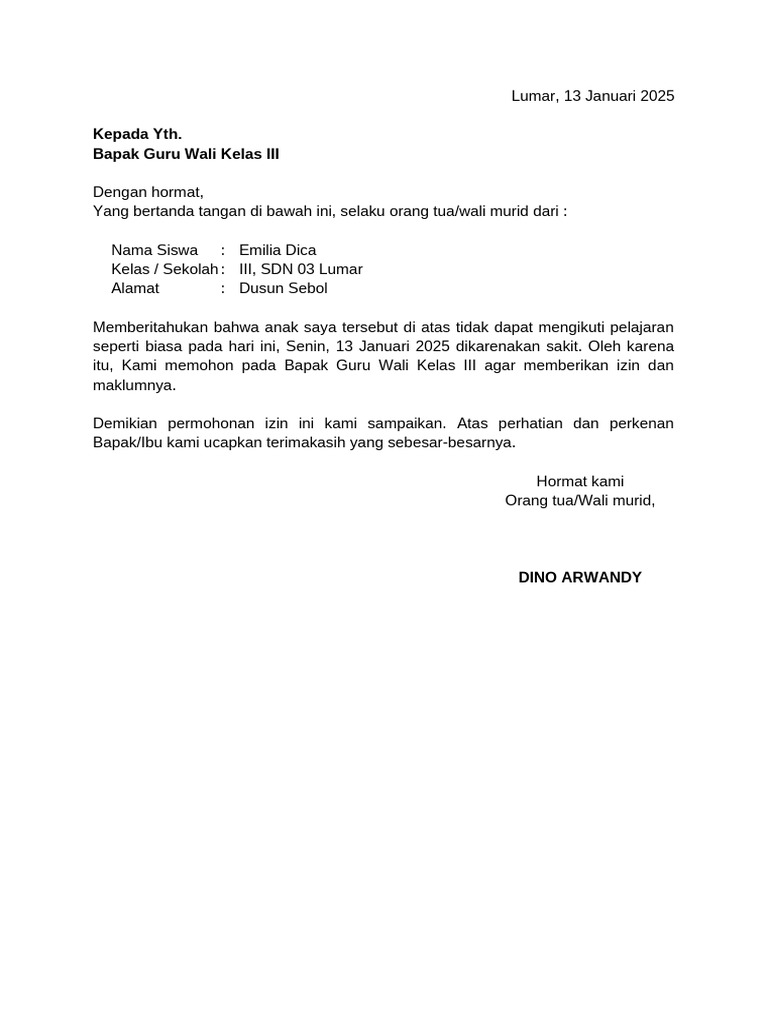 Surat Ijin Sakit | PDF