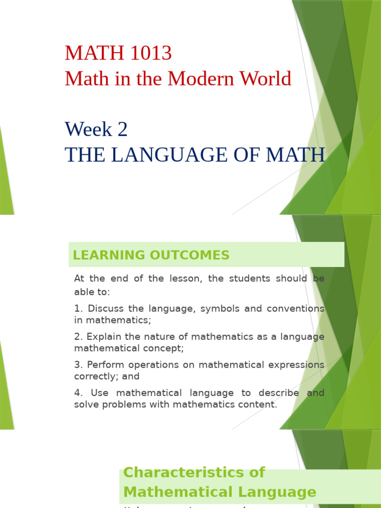 LMS Week 2 MATH 1013 Language of Mathematics | PDF | Mathematics | Numbers