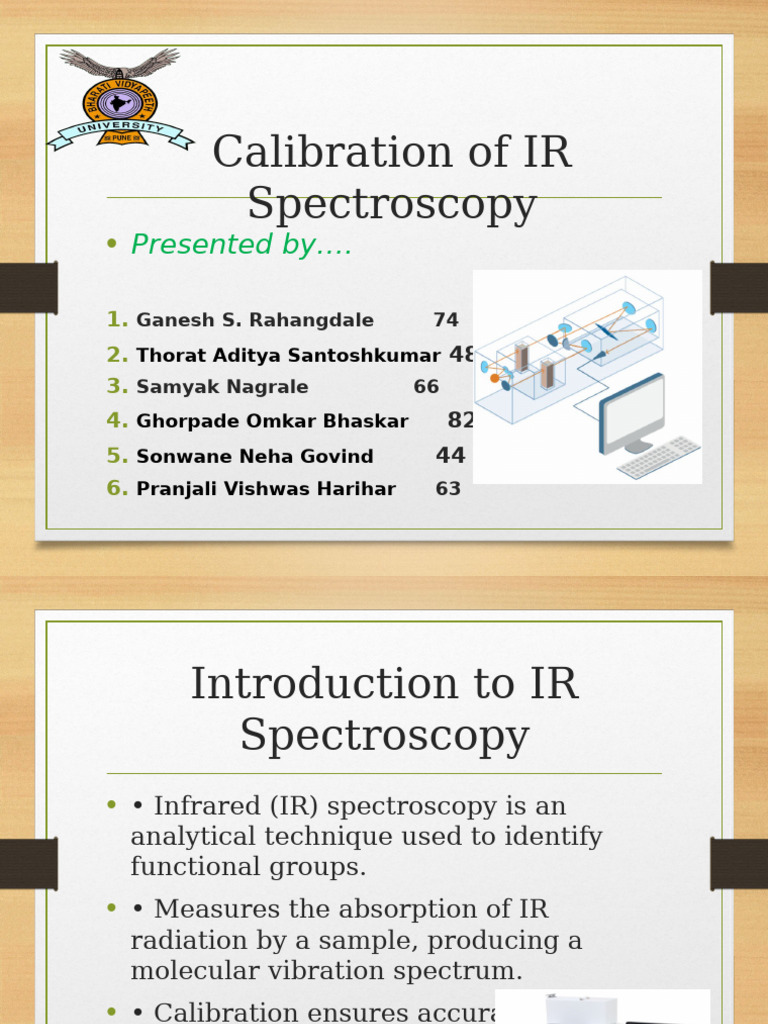 Calibration of IR Spectroscopy Presentation | PDF | Infrared Spectroscopy | Absorption Spectroscopy