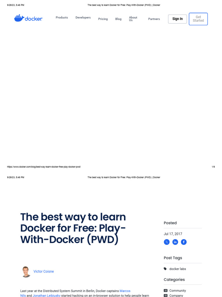 The Best Way To Learn Docker For Free - Play-With-Docker (PWD) - Docker | PDF | Software ...