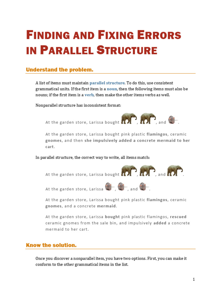 Finding and Fixing Errors in Parallel Structure | PDF | Verb | Phrase