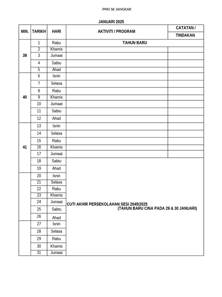 Tapak Takwim 2025 - 2026 | PDF