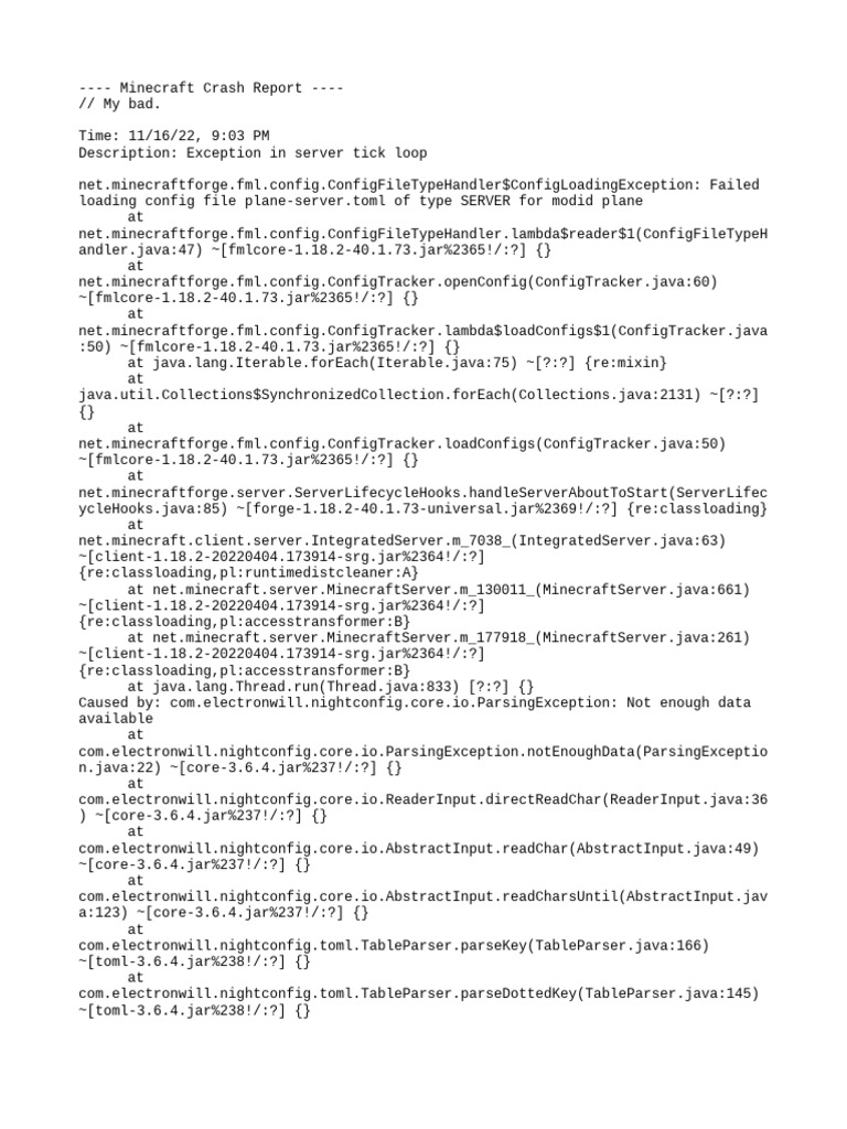 Minecraft Server Crash Report 1.18.2 | PDF | Central Processing Unit | Computer Hardware