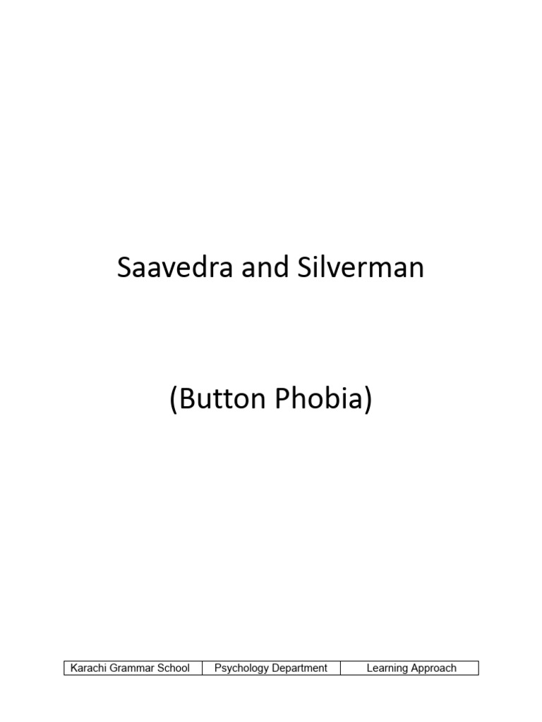 Learning Approach - Saavedra and Silverman (button phobia).docx | PDF ...