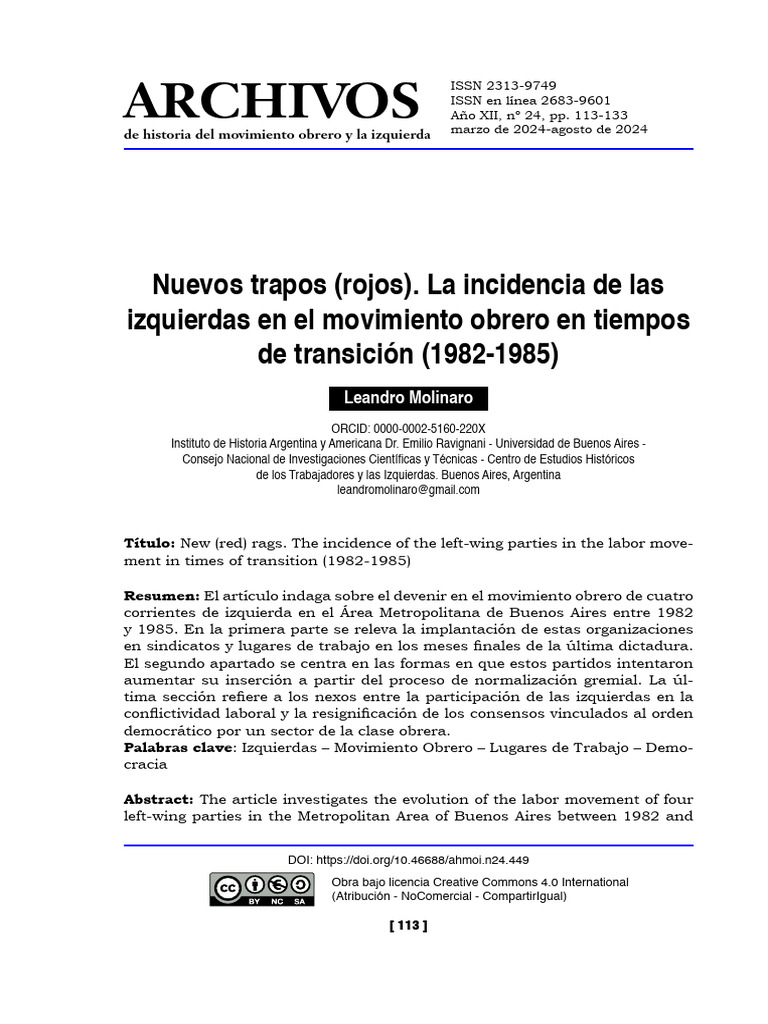 Molinaro Nuevos trapos (rojos) Archivos 24 | PDF | Comunismo | Democracia