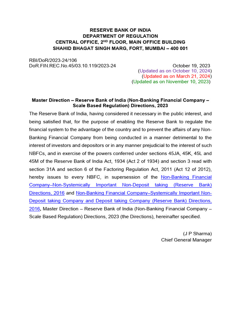 NBFC Scale Based Regulations | PDF | Banks | Non Bank Financial Institution