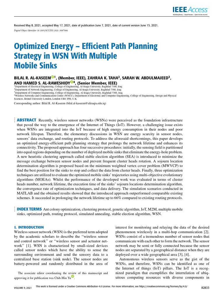 Optimized Energy Efficient Path Planning Strategy in WSN With Multiple Mobile Sinks | PDF ...