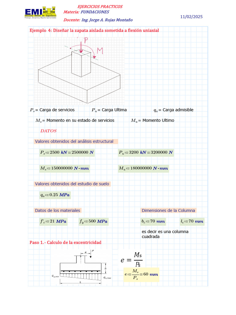 Ejemplo Zapata Uniaxial | PDF