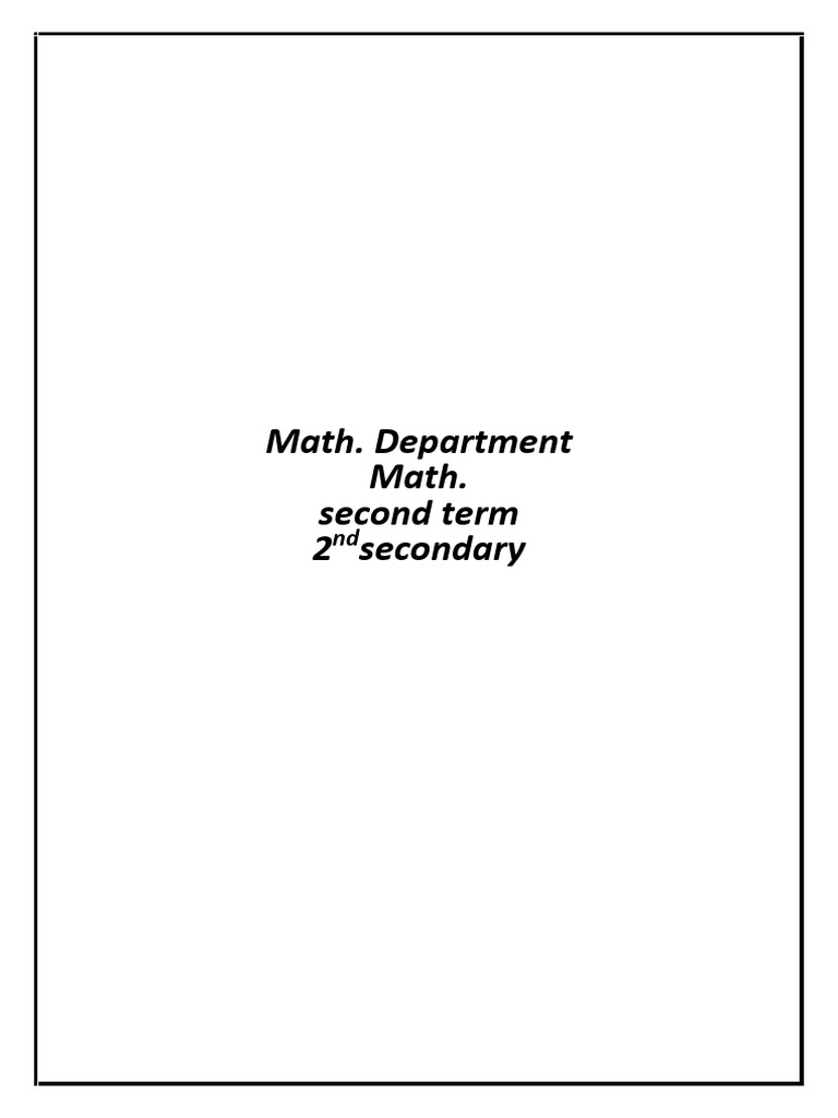 Math Sec. 2 Booklet ترم 2 | PDF | Trigonometry | Sequence