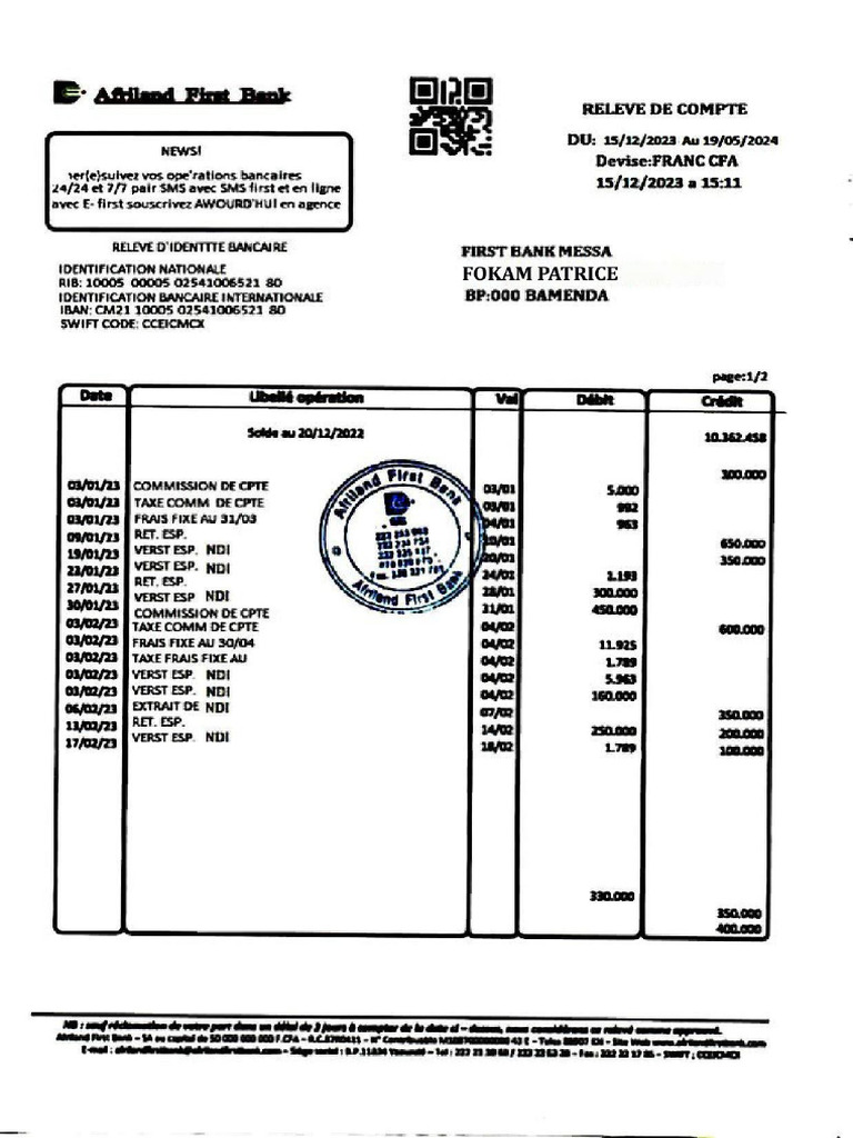 RELEVÉ BANCAIRE | PDF