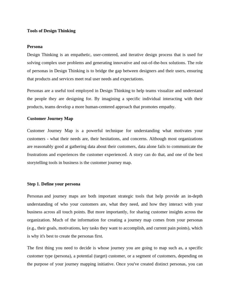 Design Thinking Tools Overview | PDF | Design Thinking | Customer ...