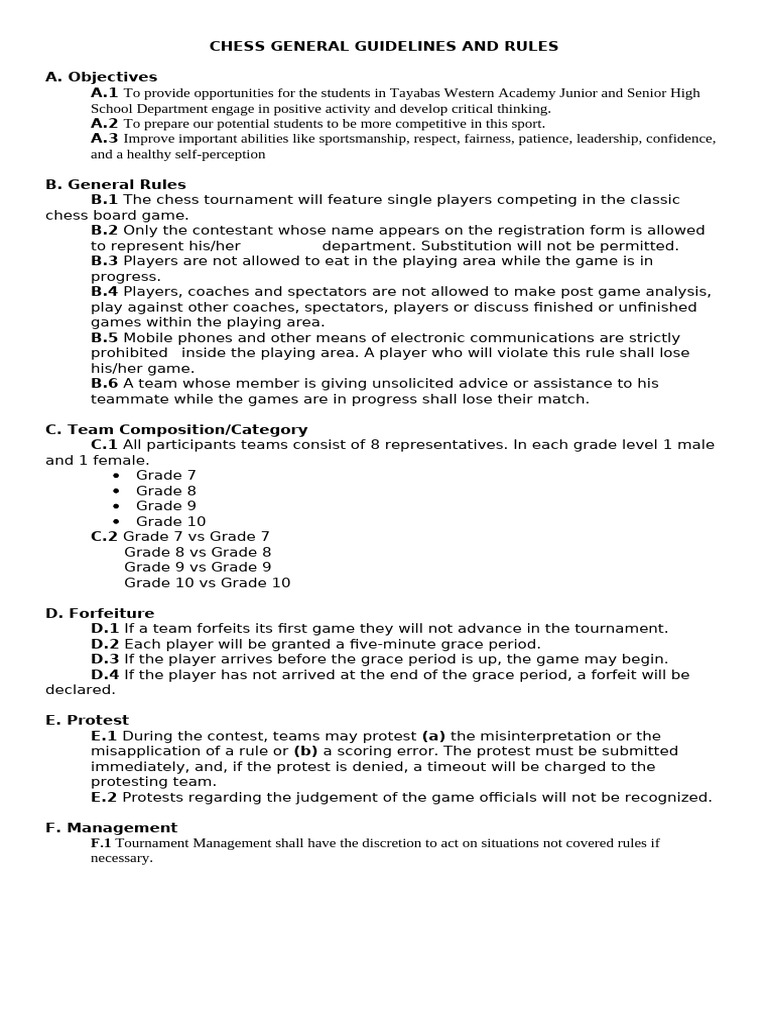 Chess General Rules and Guidelines | PDF | Sports