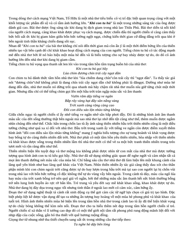 Ptich Khi Con Tu Hú | PDF